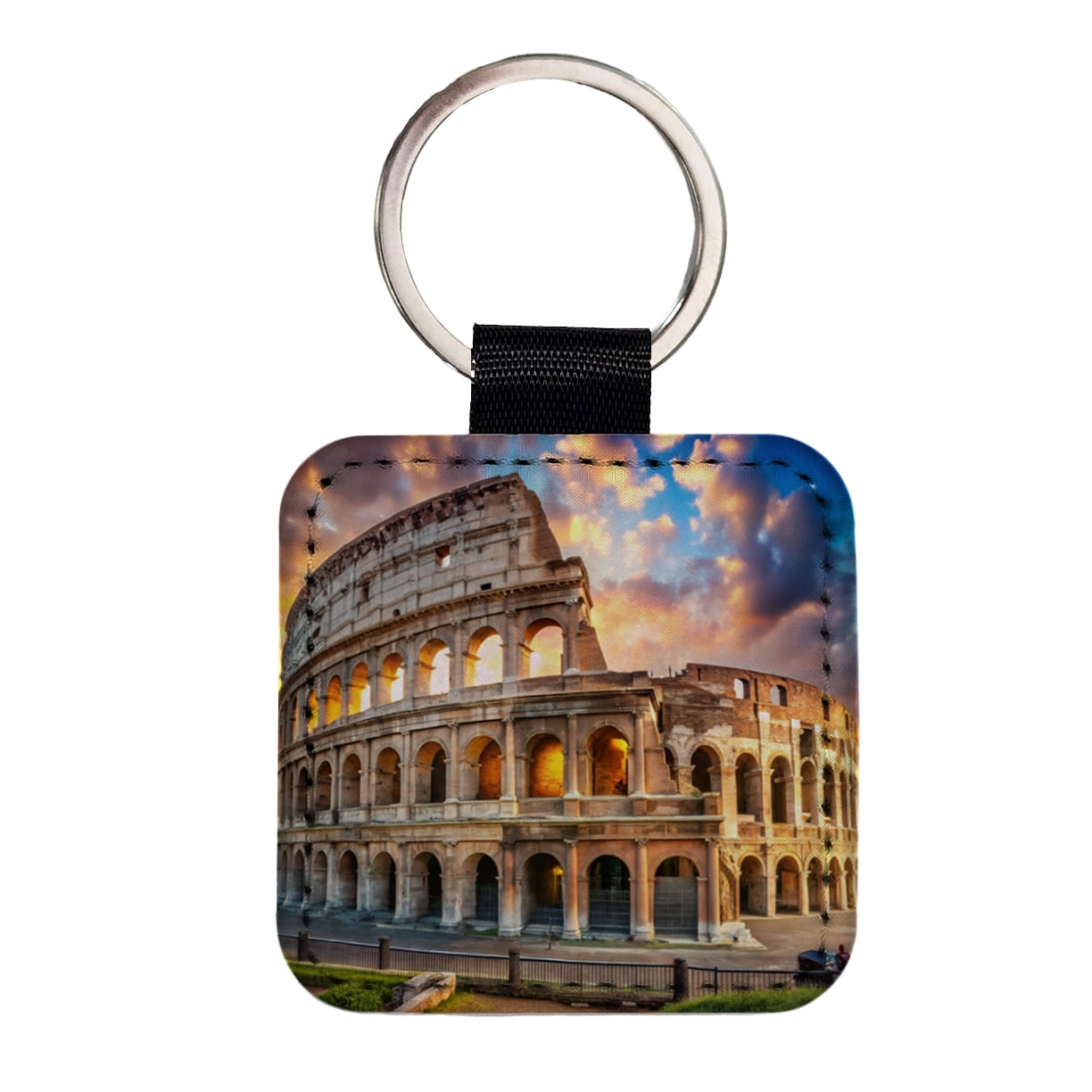 Ancient Rome Coliseum at Sunset Faux Leather Square Keychain - Walmart.com