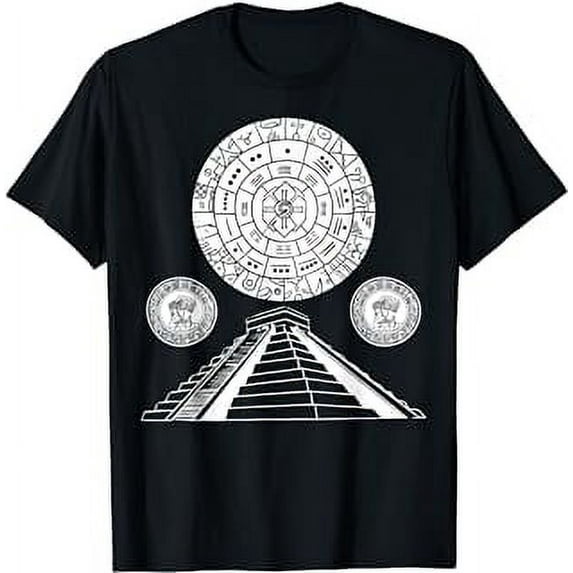 Ancient Sacred Mayan Aztec Calendar Pyramid Geometry T-Shirt - Walmart.com