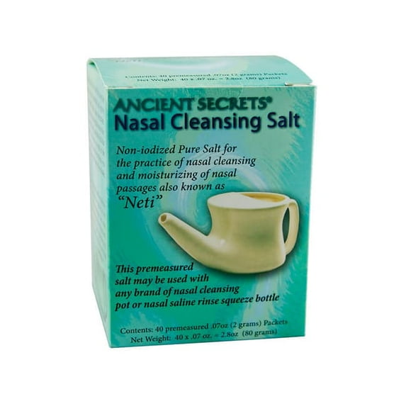 Ancient Secrets Nasal Cleansing Salt Packets 40 Pkts HSA/FSA Eligible ...