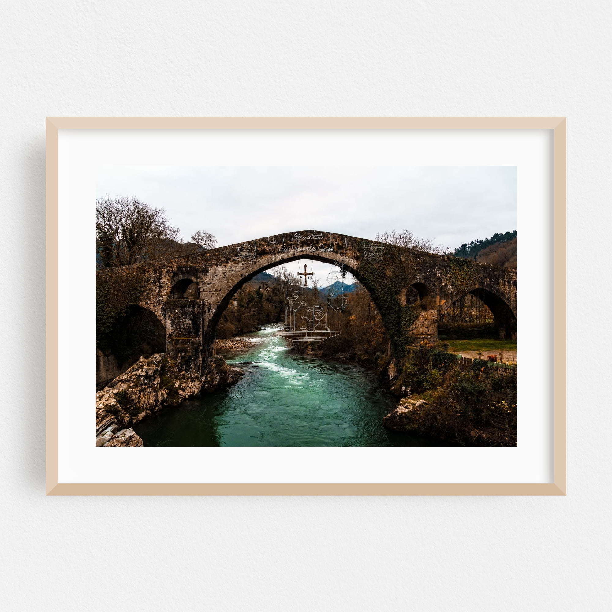 Ancient Stone Bridge over River. Roman Bridge Cangas de Onis - Cangas ...