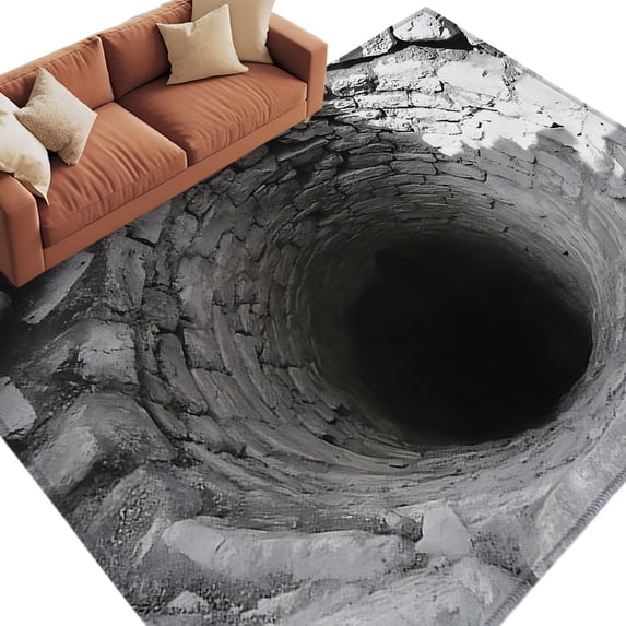 Ancient Stone Well Area Rug 8x10 Washable Rug Non Slip Deep Realistic ...