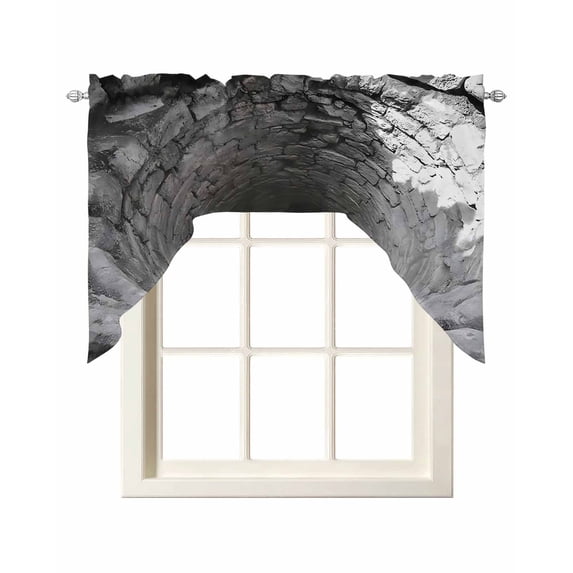 Ancient Stone Well Kitchen Swag Valances for Windows, Deep Realistic ...