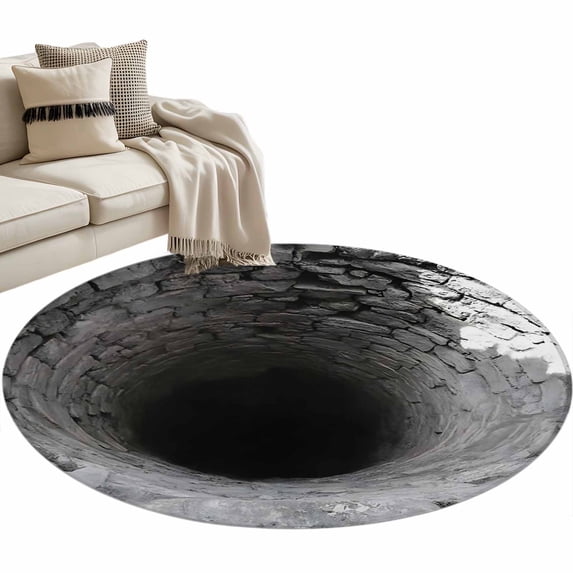 Ancient Stone Well Round Rug 3ft Washable Circle Entryway Rugs Non Slip ...