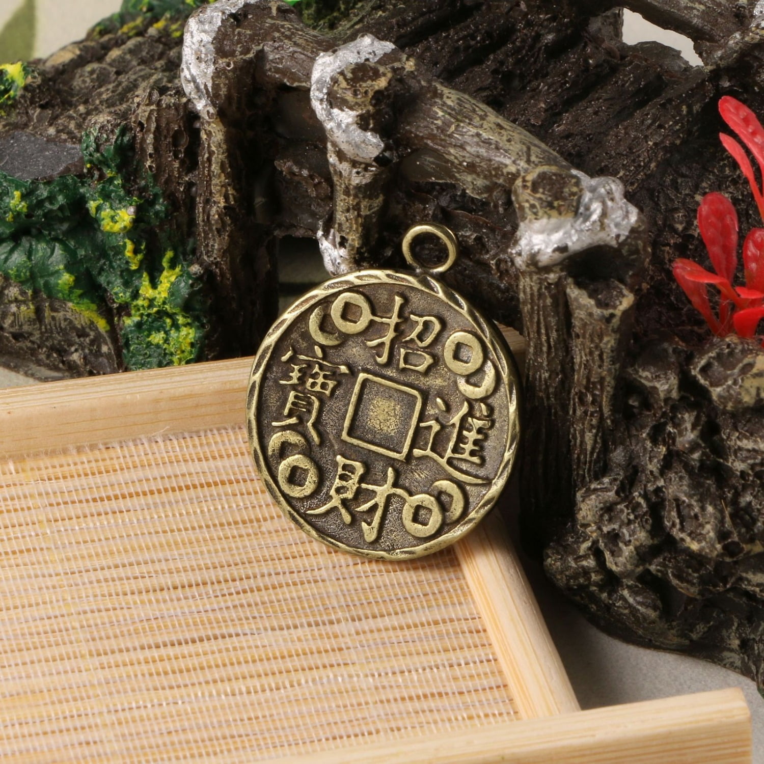 Ancient Style Copper Coin Pendant Brass Keychain Charm Vintage Chinese ...