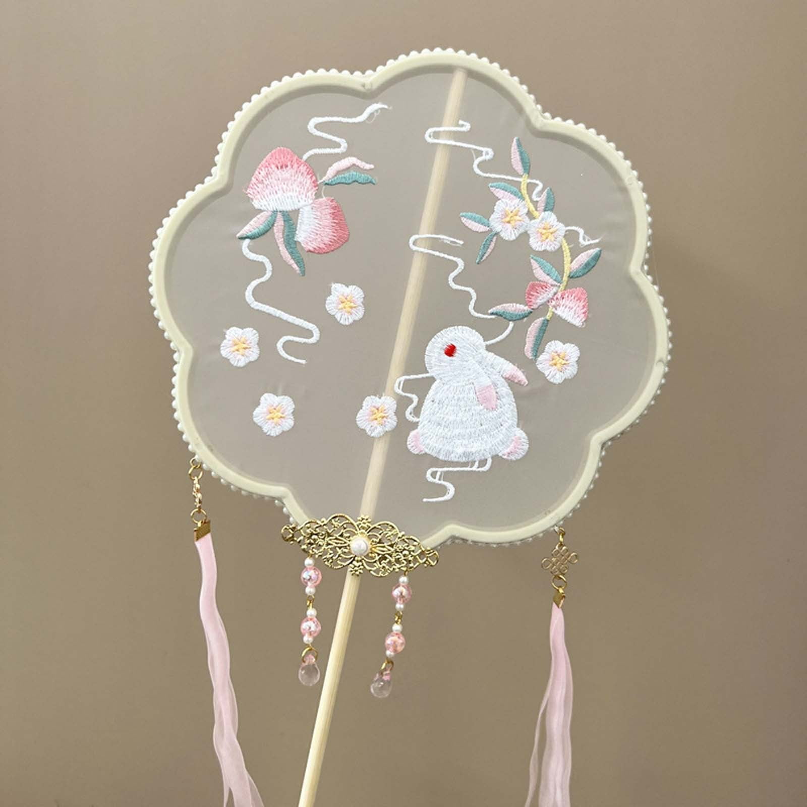 Ancient Style Embroidery Embroidery Circular Fan Hanfu Qipao Dance Walk ...