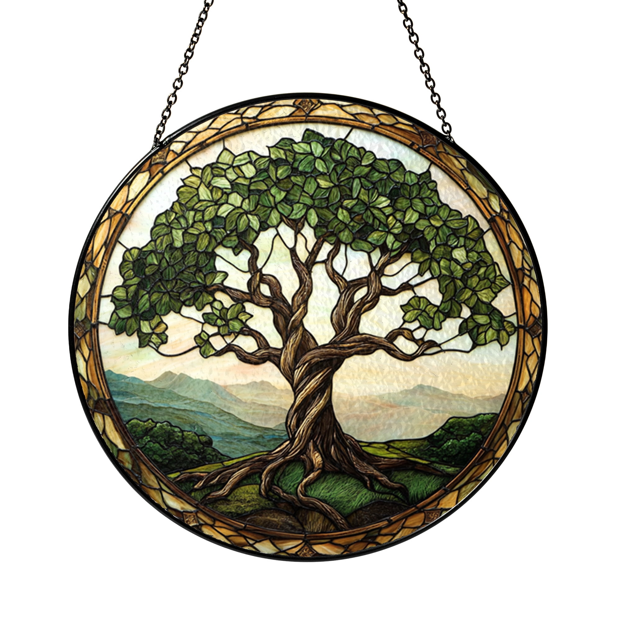 Ancient-Style Symbolic Tree Stained Glass Style Suncatcher – Window ...