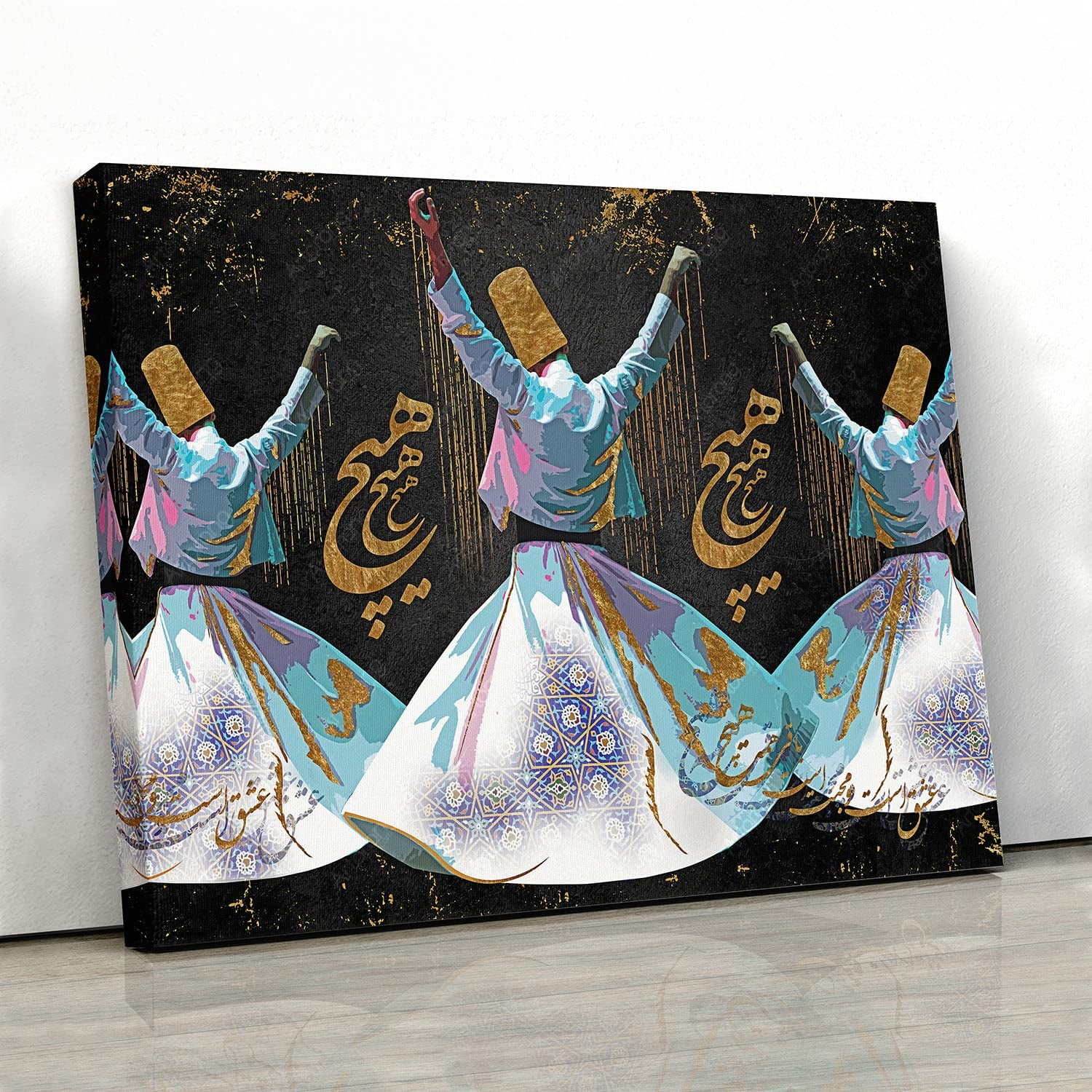 Ancient Sufi dance wall art, Rumi whirling dervishes, Arabic wall art ...