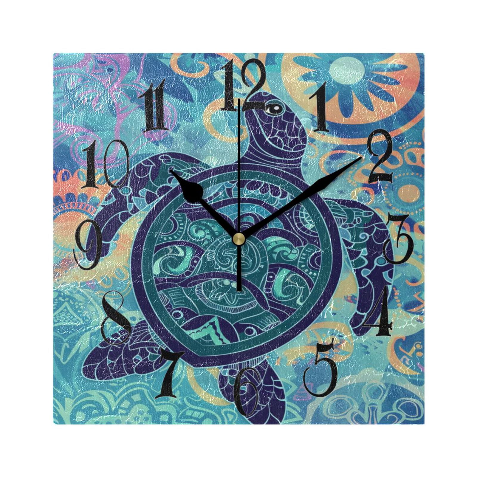 Ancient Turtle Wall Clock Decorative Square Silent Non-Ticking Operated ...