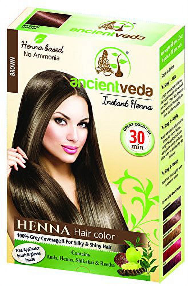 Ancient Veda Instant Henna Permanent Brown Hair Color 60 Grams Powder ...