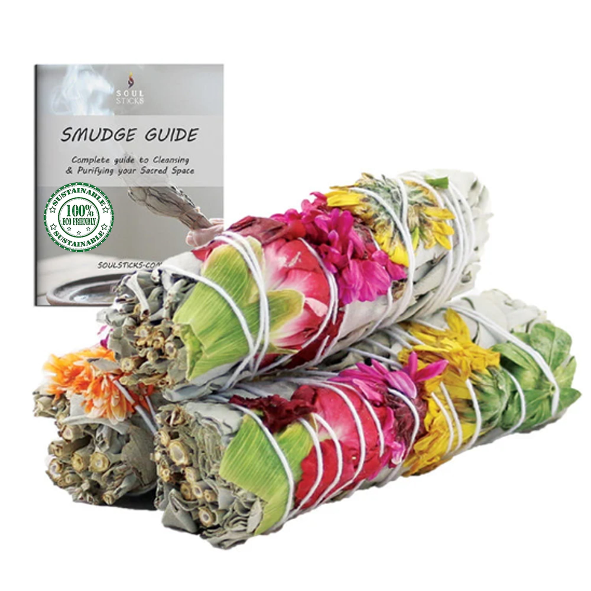 Ancient Veda Joy White Sage with Flowers Smudge Sticks Pack of 3 ...