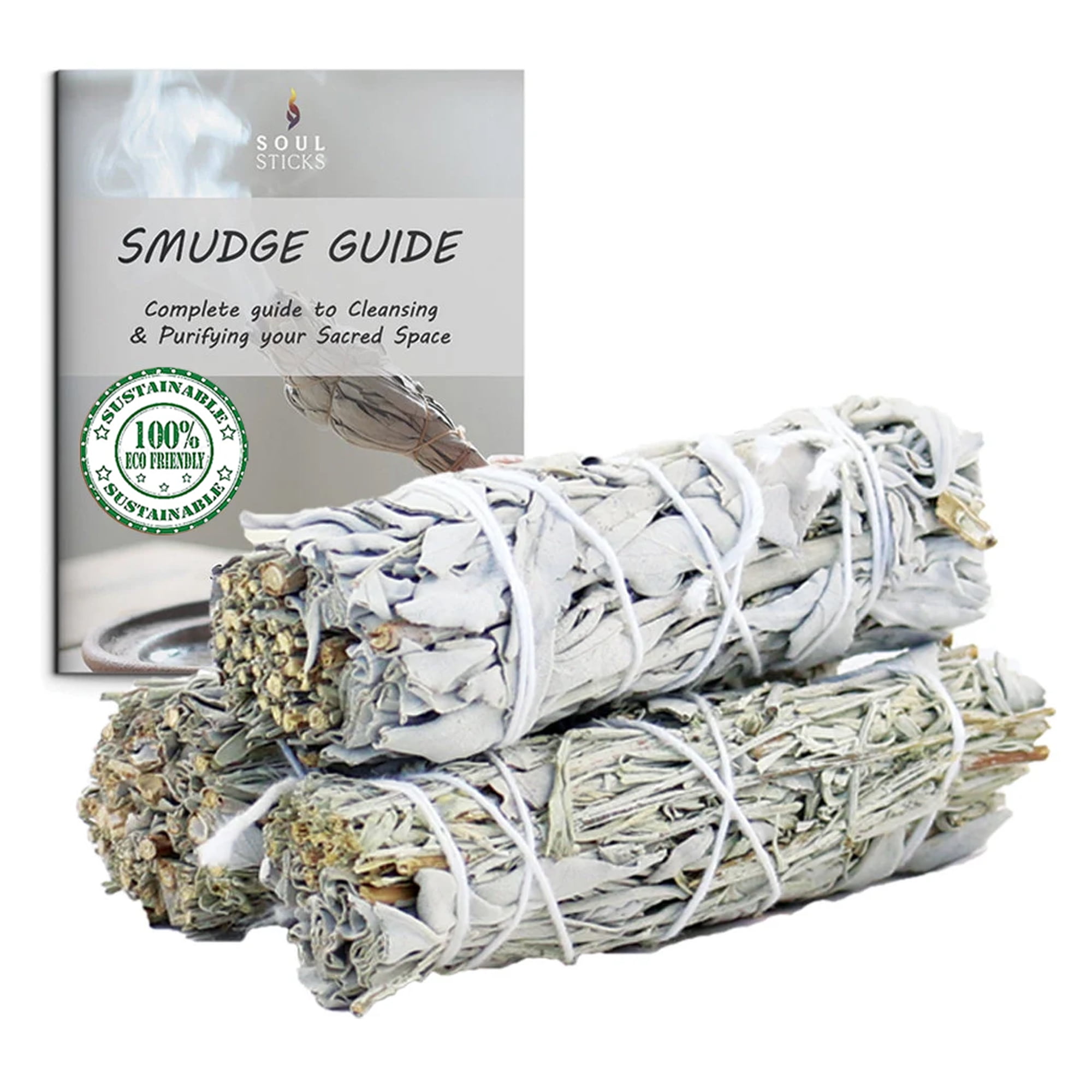 Ancient Veda White Sage and Blue Sage Smudge Sticks, Pack of 3 ...