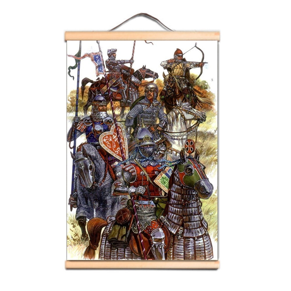 Ancient War Military Art Posters with Solid Wood Axis Vintage Wall ...