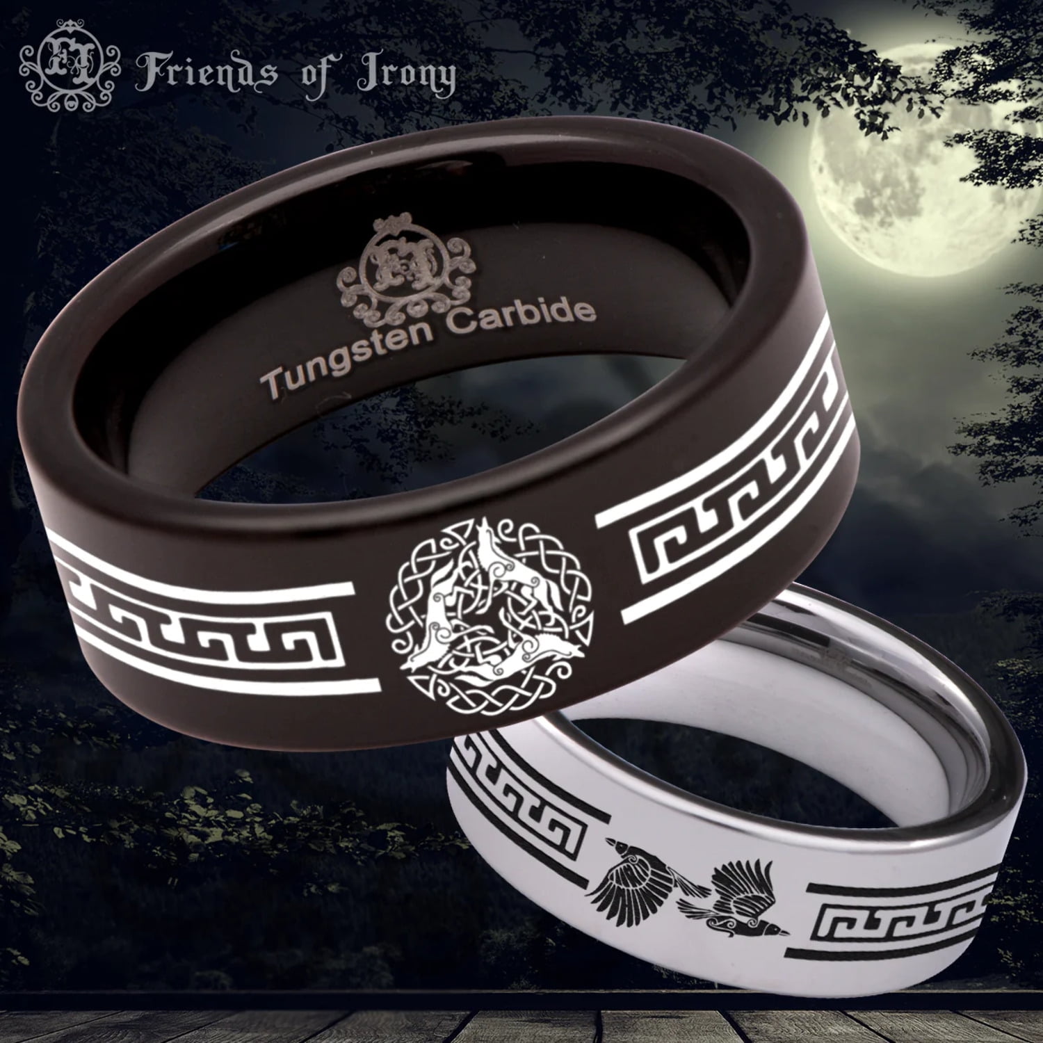 Ancient Wolf and Raven Tungsten Carbide Ring - Walmart.com