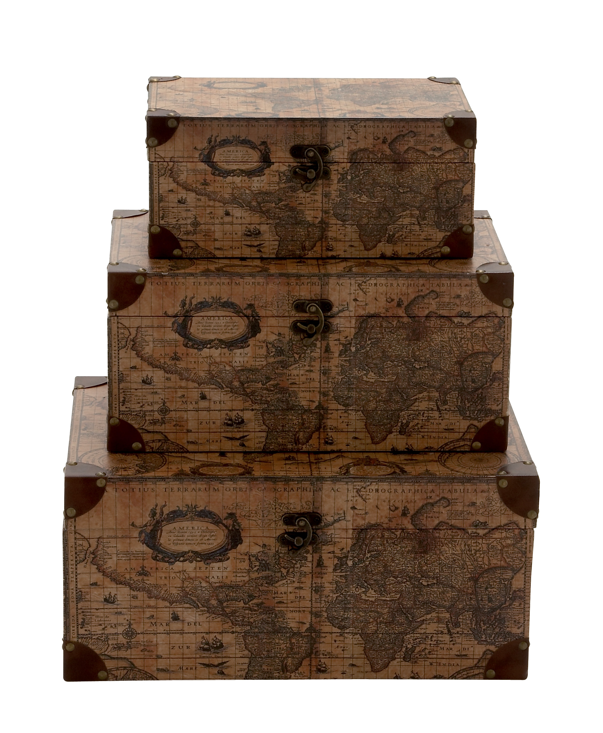 Ancient Wood Faux Leather Box Set Of 3 - Walmart.com