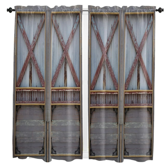 Ancient Wooden Door Curtains For Living Room Bedroom Window Treatment ...