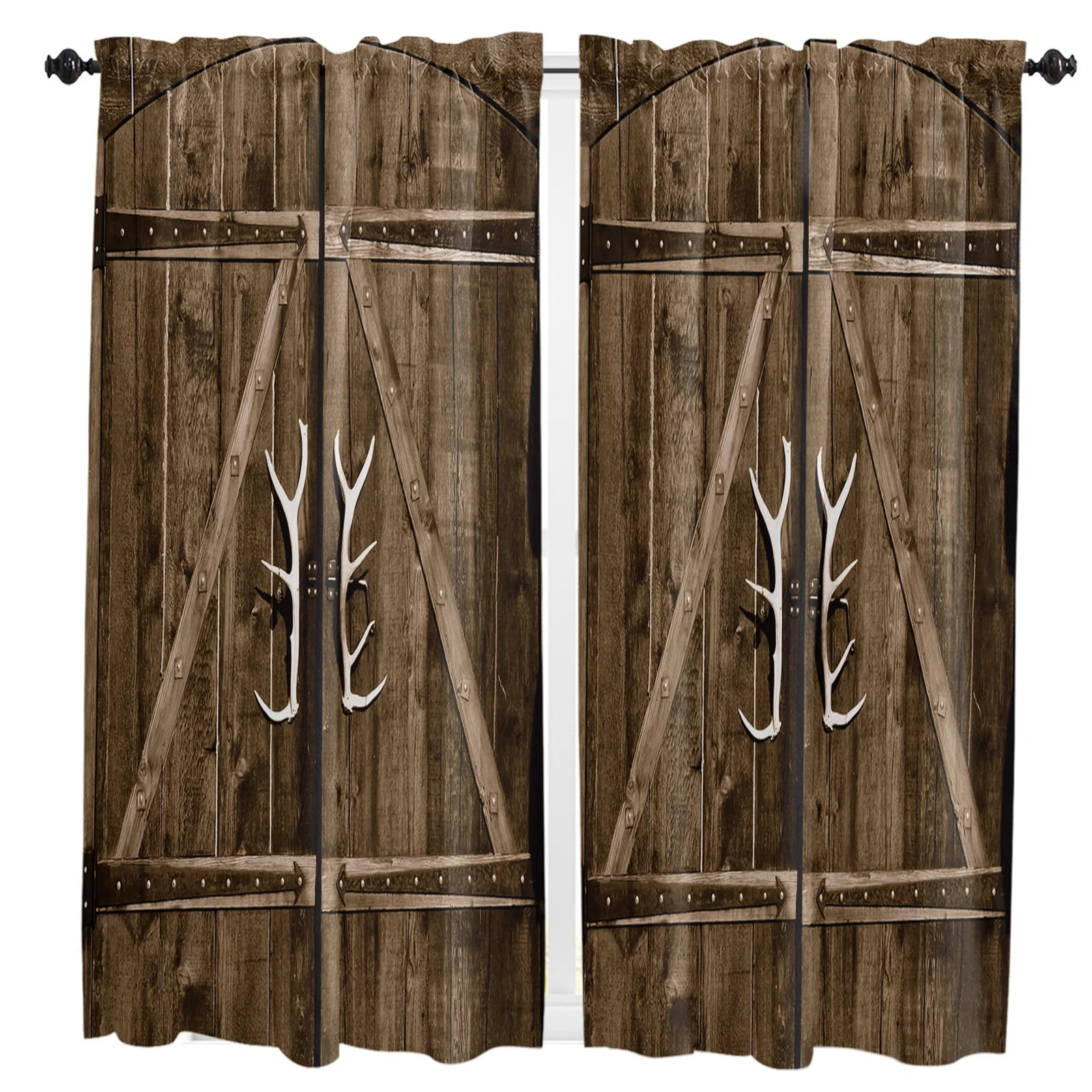 Ancient Wooden Door Curtains For Living Room Bedroom Window Treatment ...