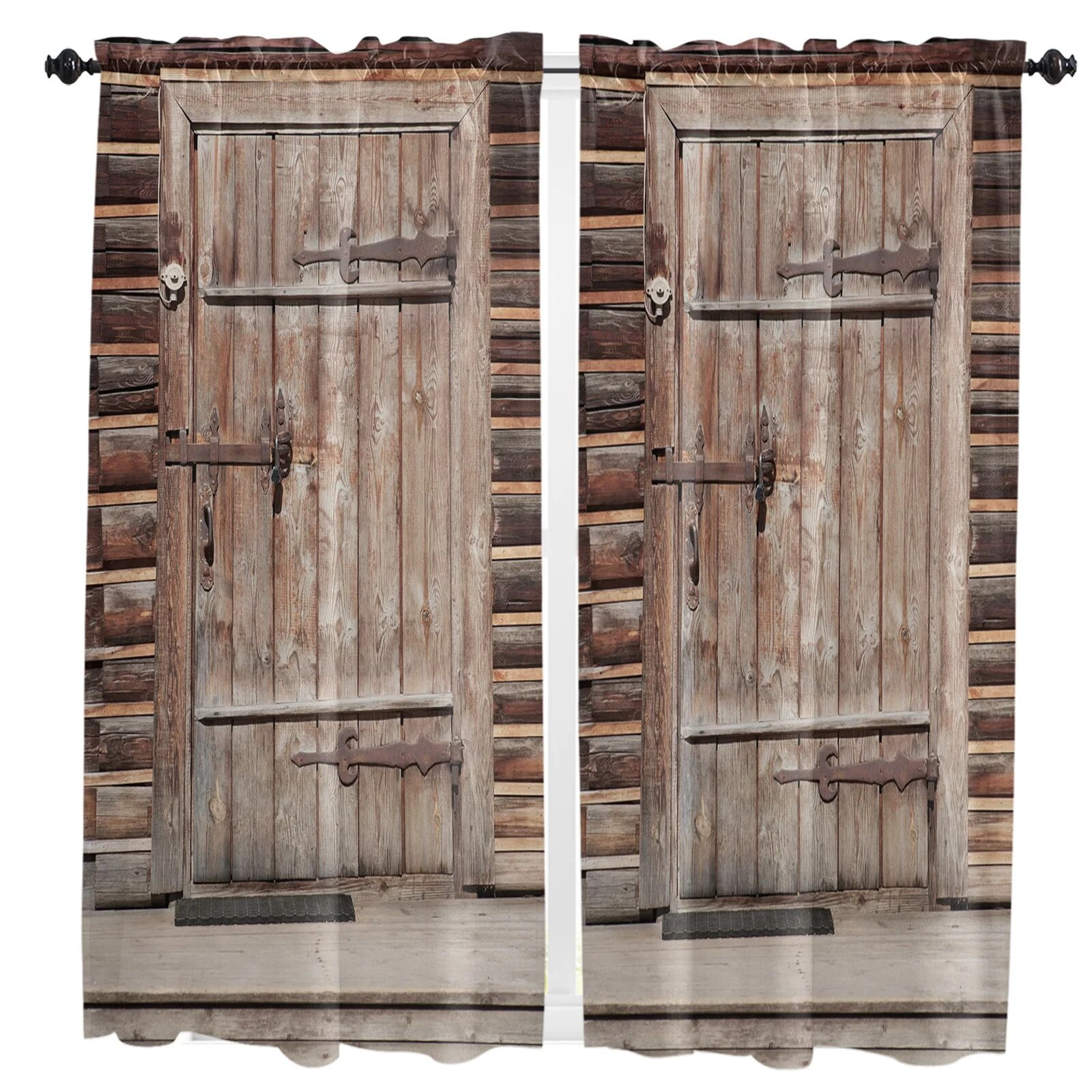 Ancient Wooden Door Curtains For Living Room Bedroom Window Treatment ...