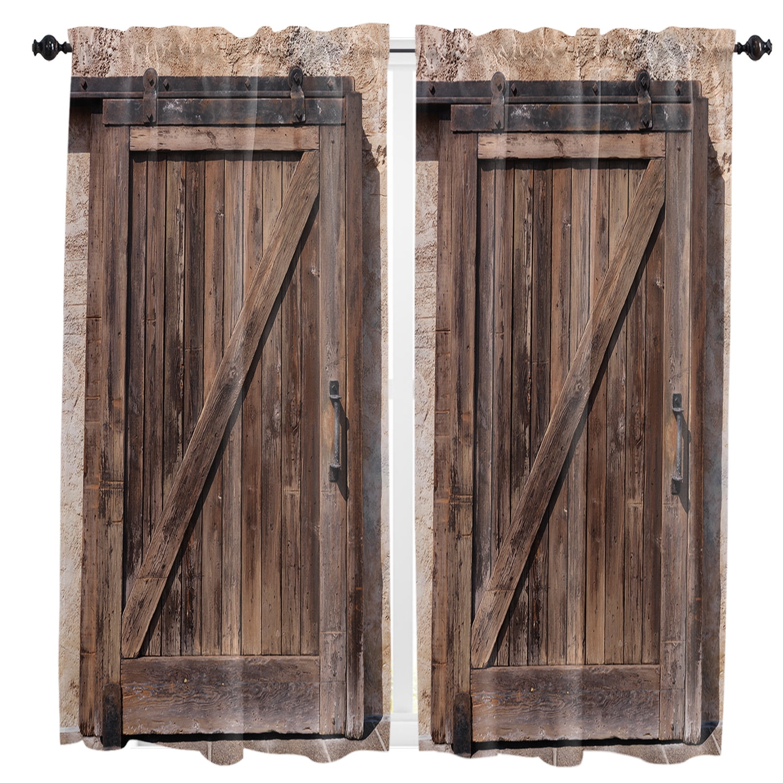 Ancient Wooden Door Curtains For Living Room Bedroom Window Treatment ...
