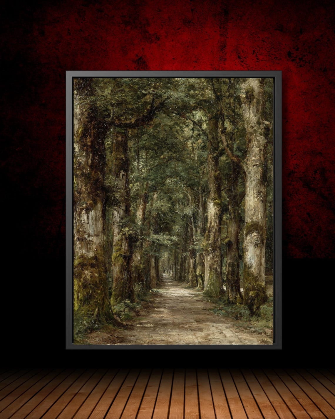 Ancient Woodland Path Art Poster, Vintage Forest Style, Dark Academia ...