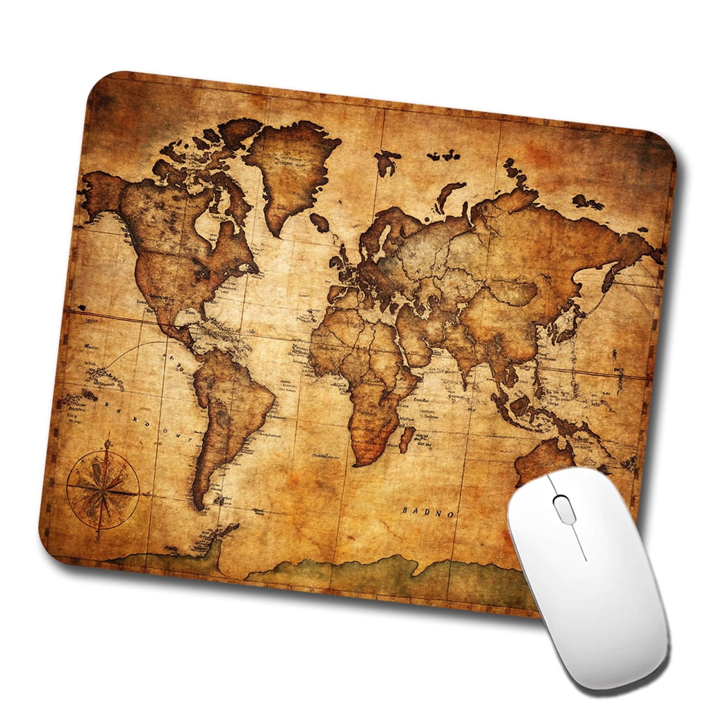 Ancient Worn Map Of The World Continents Mouse Pad Low Profile Gaming ...
