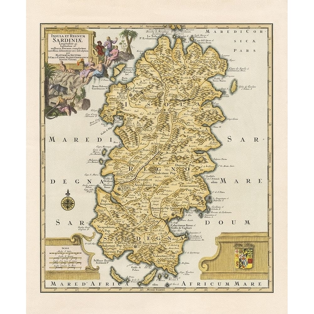 Ancient map Sardinia Island Poster Print by anonymous - Walmart.com