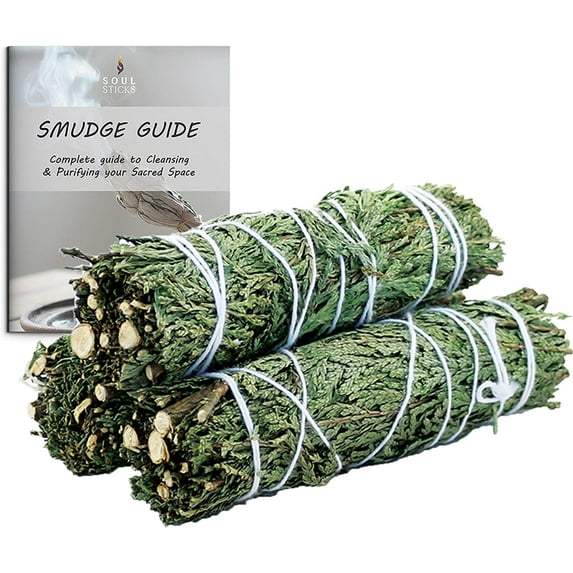 AncientVeda 3 Pack Cedar Smudge Stick Bundles & Smudge Guide for ...