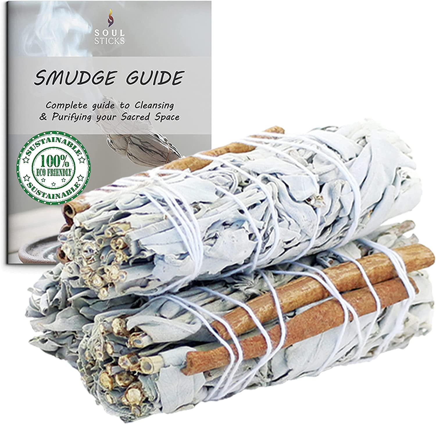AncientVeda White Sage & Cinnamon Smudge Sticks Pack of 3 Bundles ...