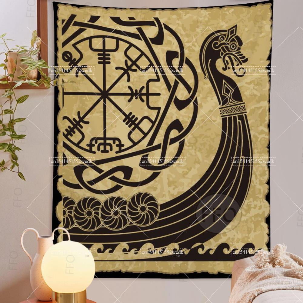 Ancientn Viking Tapestry Wall Hanging Norse Runes Tarot Tapestrys ...