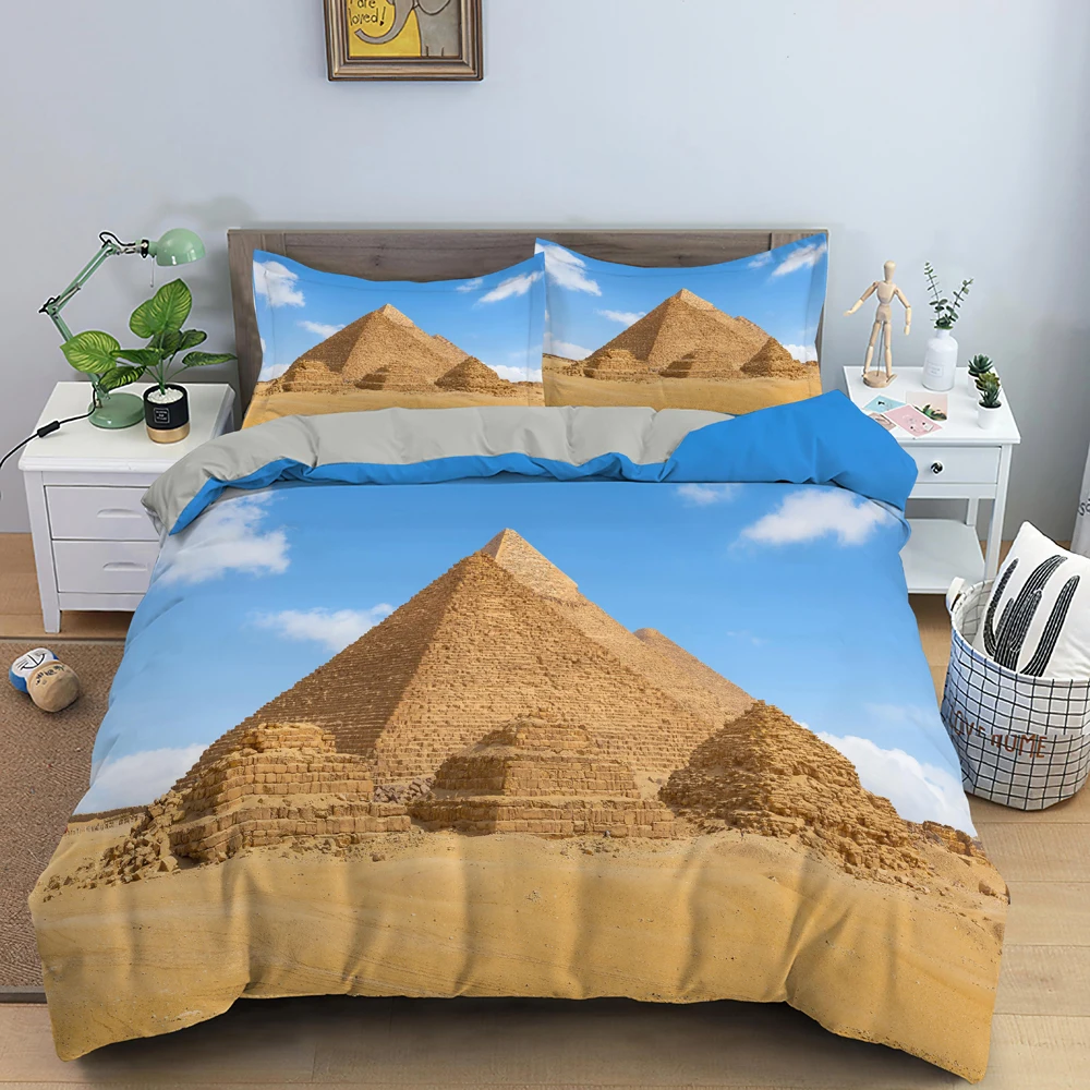 Ancit Egyptian Pyramids Bedding Set Classical Architecture Duvet Cover Bedclothe - Walmart.com