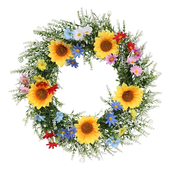 Anckoeil Artificial Sunflower Daisy Wreath Waterproof Plastic Decor ...