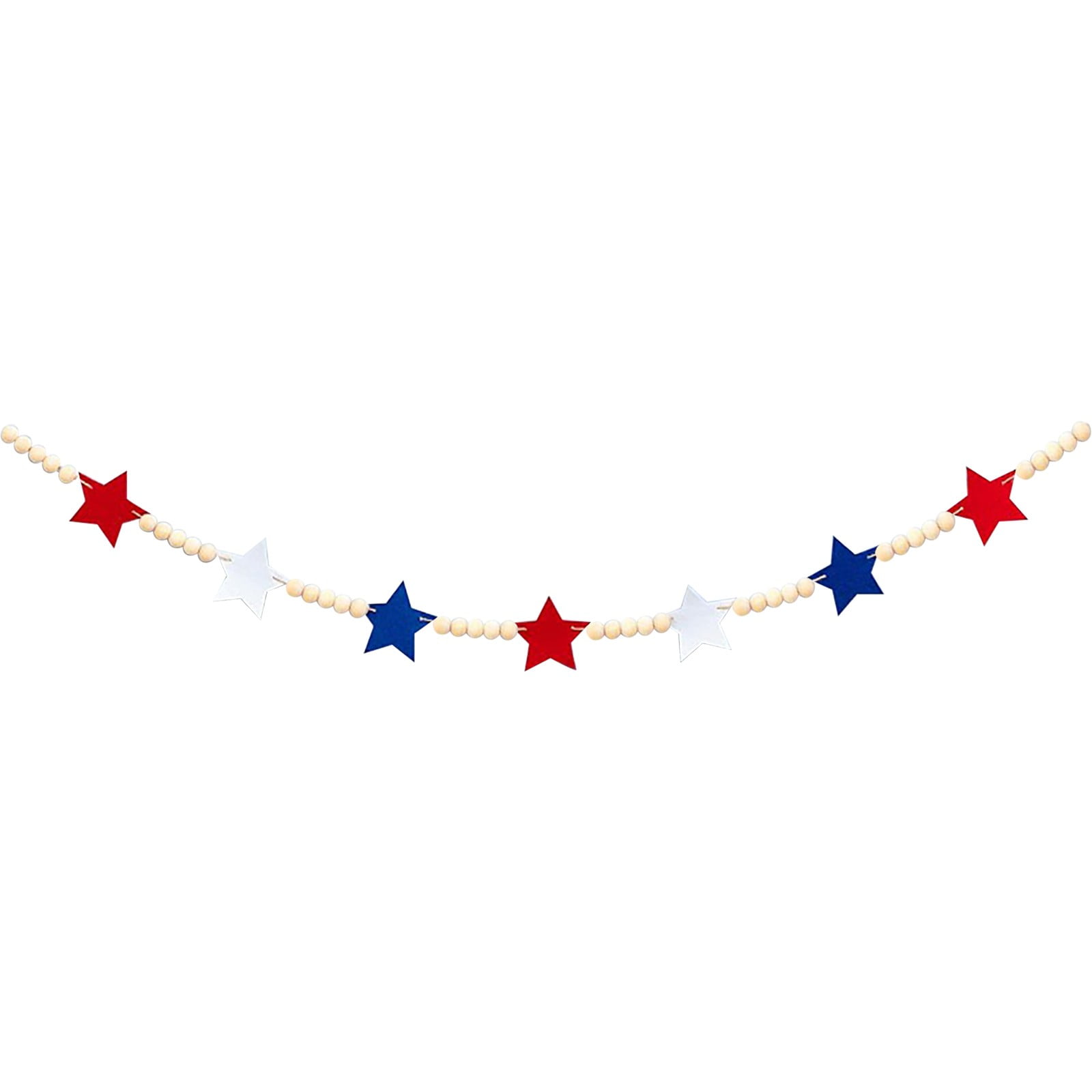 Anckoeil Independence Day Star Tag Flax Rope Beads Wood Beads Flax Rope ...