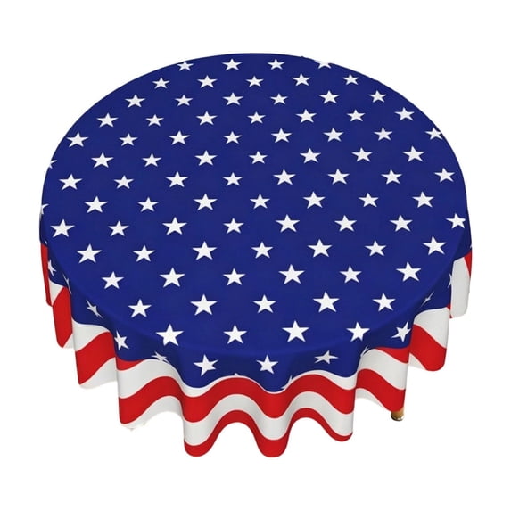 Anckoeil Patriotic Round Tablecloth, 150cm/59in Polyester Table Cover ...
