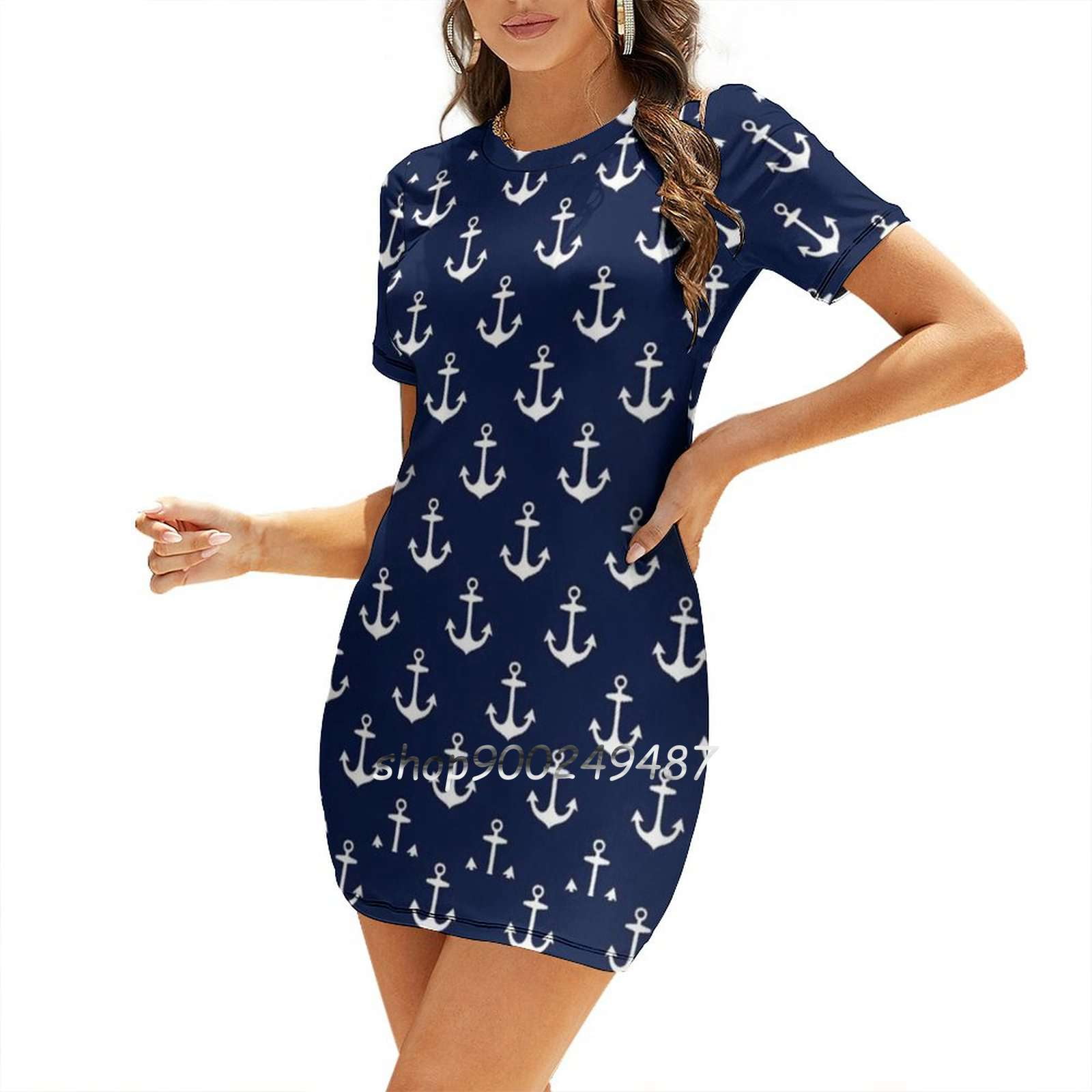 Anclas / Anchors Sweetheart Knot Flared Dress Fashion Design Large Size ...