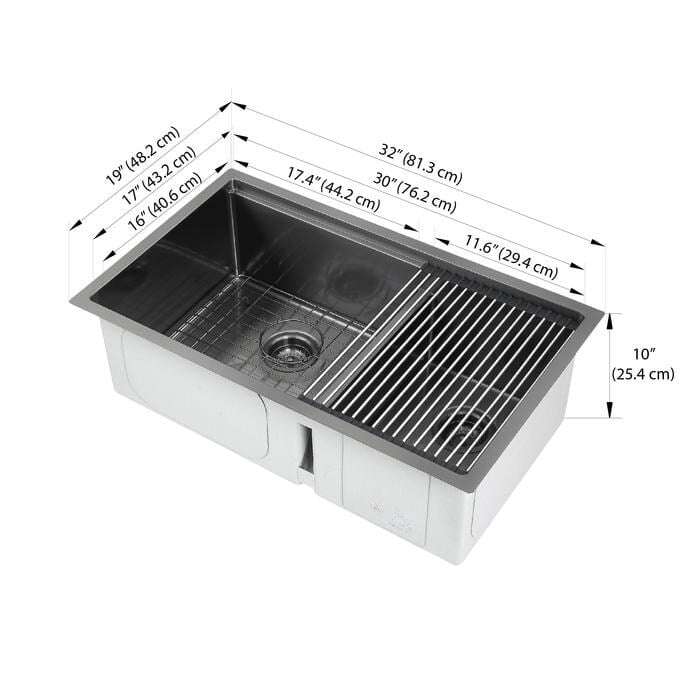 Ancona 32 in. 60/40 Double Bowl Undermount Kitchen Sink - Walmart.com