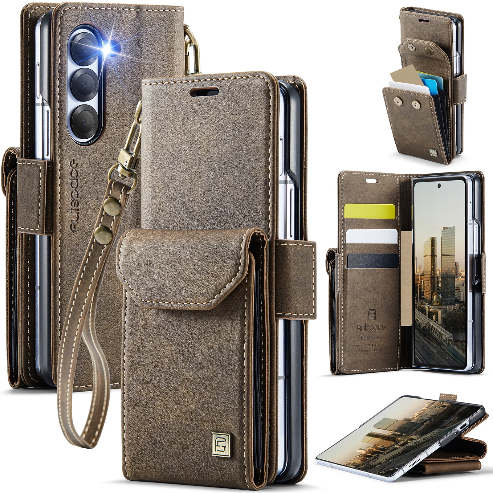 Ancove Wallet Case for Samsung Galaxy Z Fold 6, Flip Leather Cover RFID ...