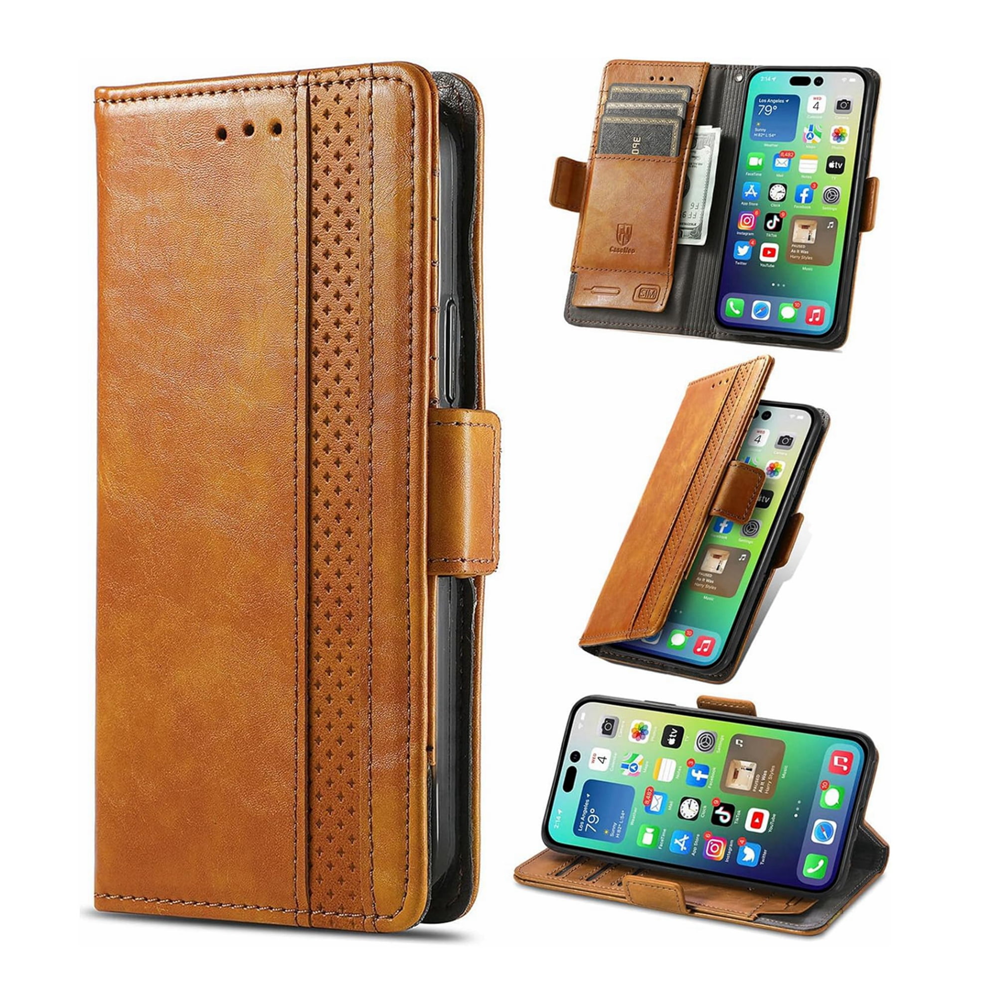 Ancove for iPhone 14 Plus Wallet Case,Business Stitching Pattern PU ...