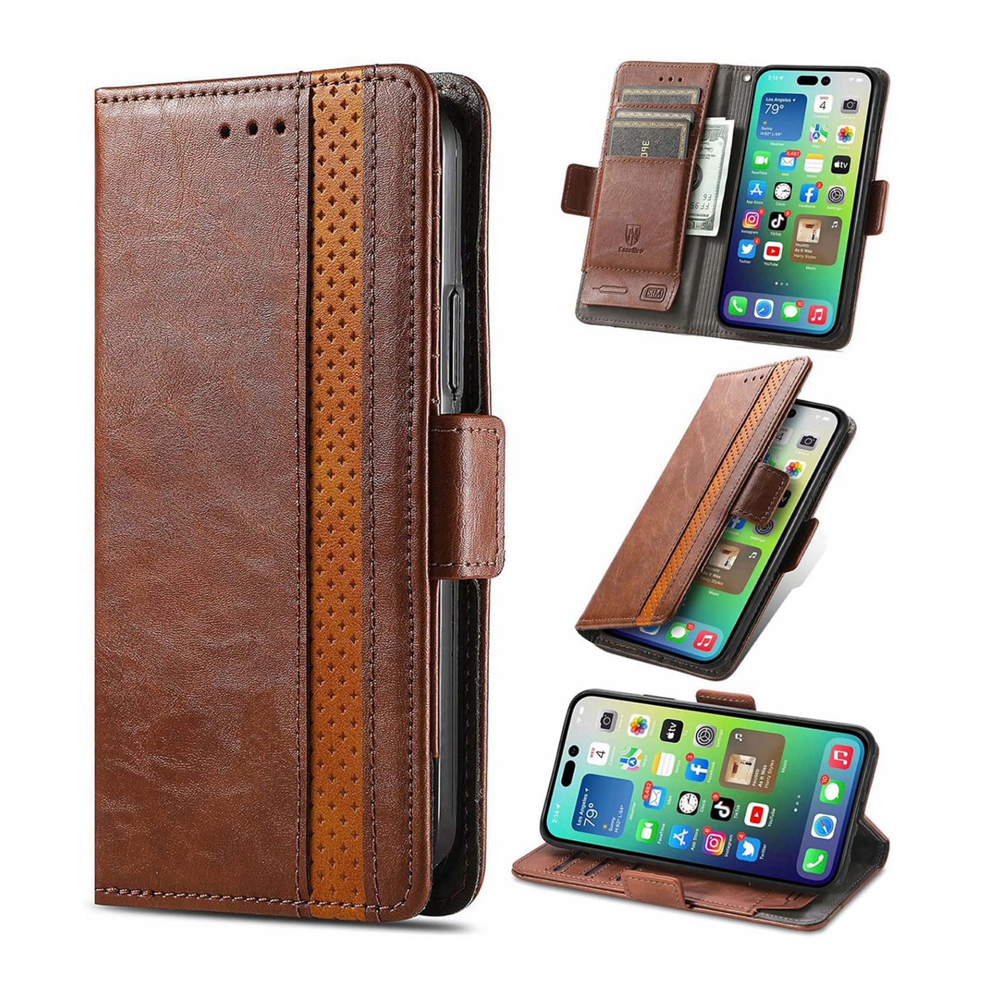 Ancove for iPhone 14 Plus Wallet Case,Business Stitching Pattern PU ...