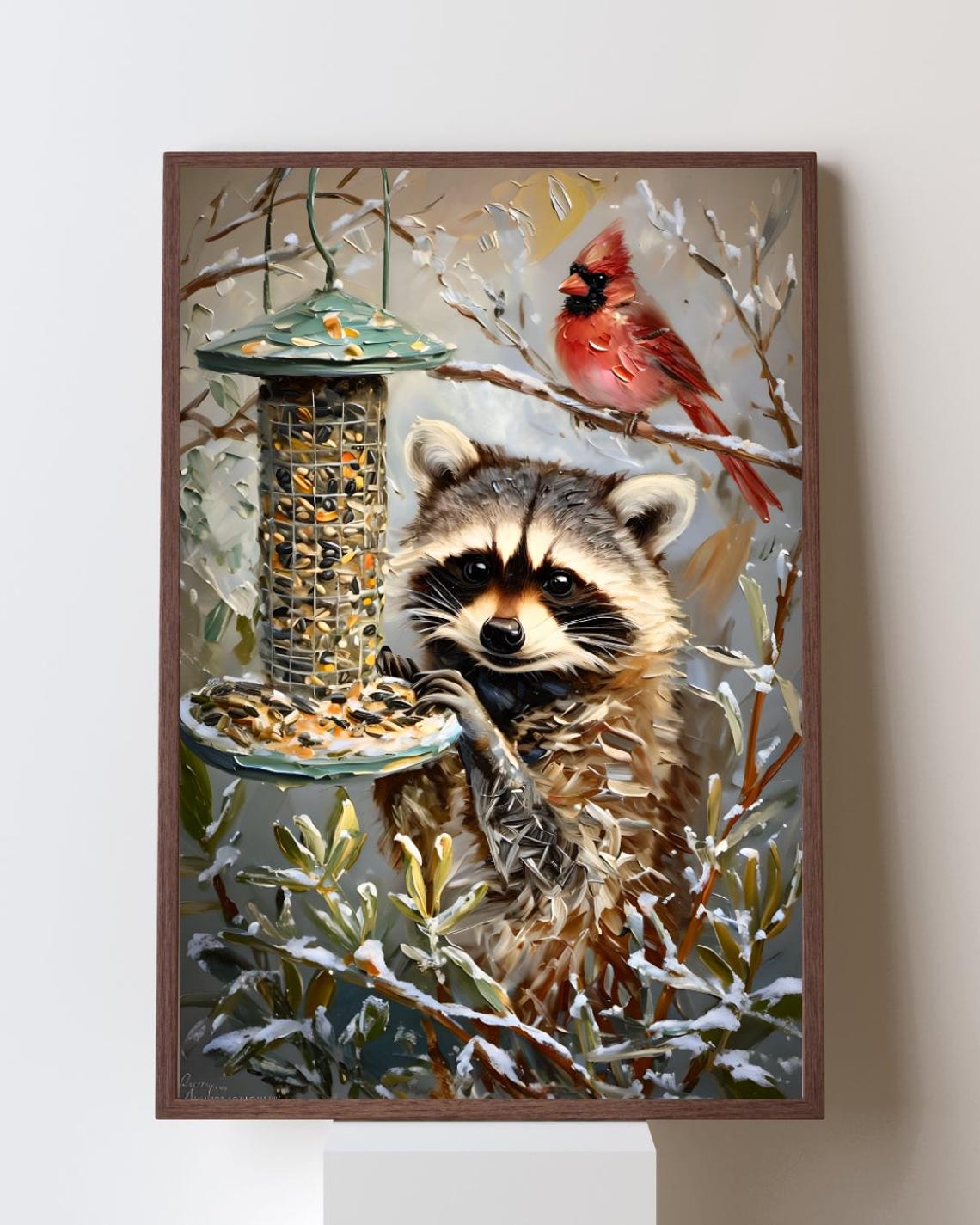 And Cardinal Rustic Animal Decor, Winter Woodland Wall Art, Cozy Cabin ...