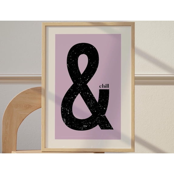 And Chill Purple Wall Art Ampersand Office Print Poster For Living Room ...