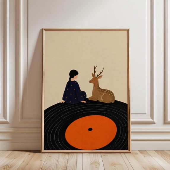 And Deer Wall Art Minimalist Vinyl Record Poster Whimsical Nature ...