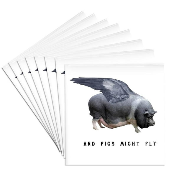 3drose, and Pigs Might Fly Funny Animal Photo Vector, Set of 8 Ceramic ...
