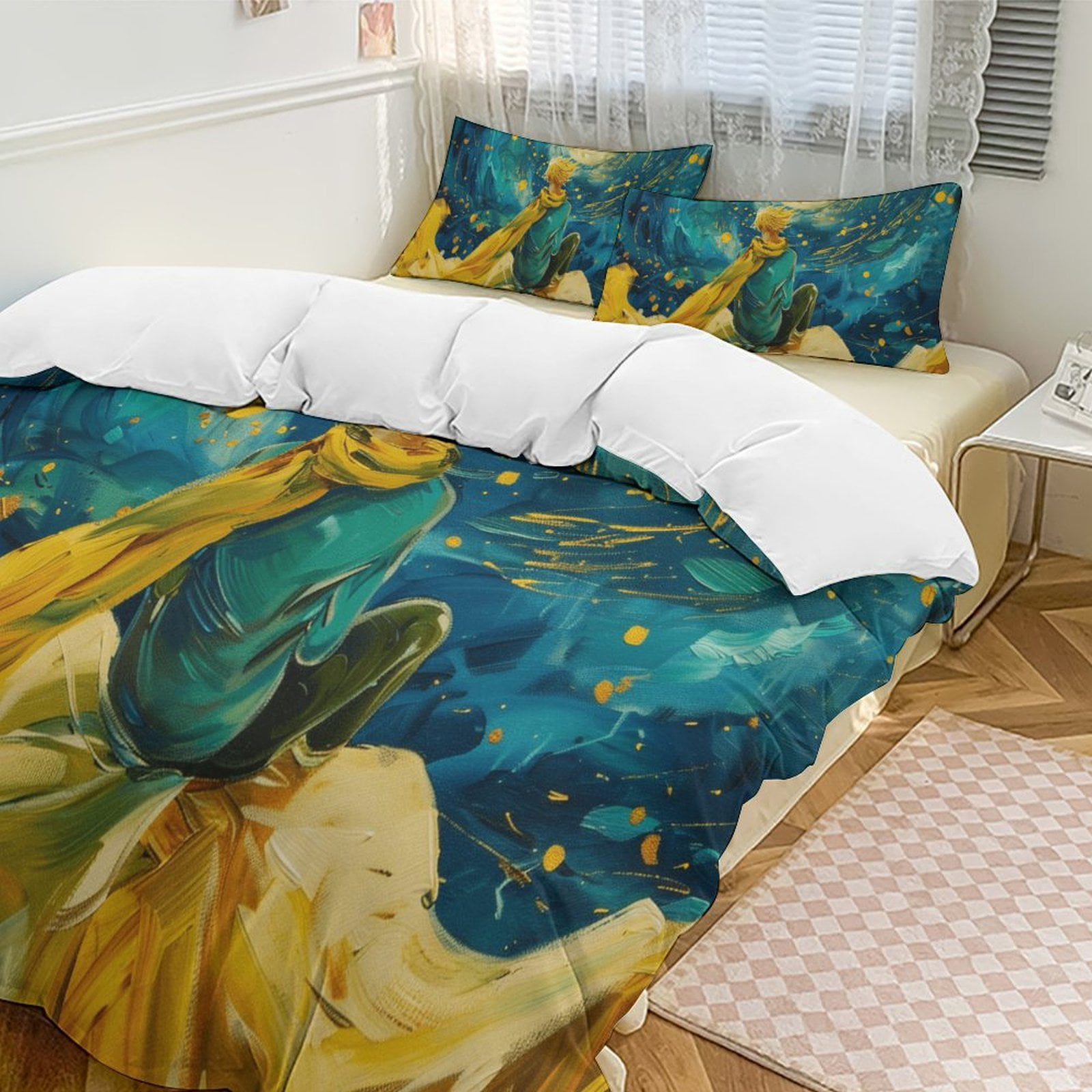 And Rose on Planet in Night Duvet Cover Set Pattern Soft Bedding Set ...