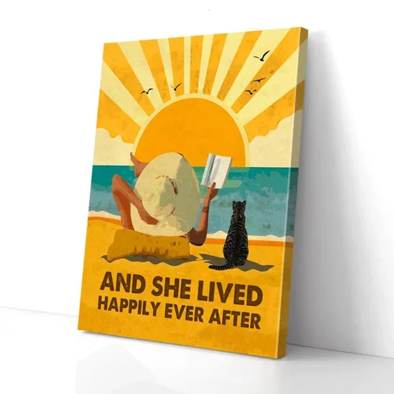 And She Lived Happily Ever After Beach And Cat Poster Wall Art ...