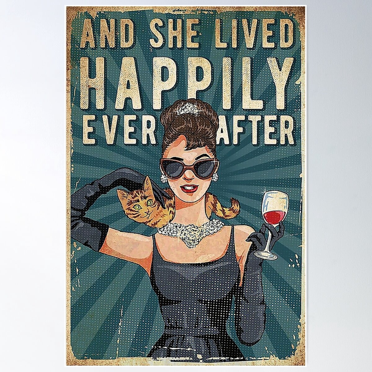 And She Lived Happily Ever After Cats Poster Wall Art Modern Wall Decor ...