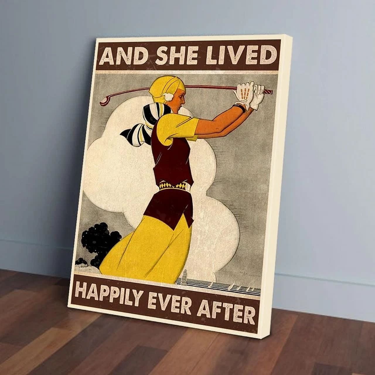 And She Lived Happily Ever After Golf Home Decor Vintage Art Print Cute ...
