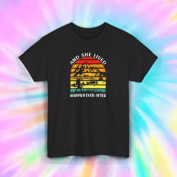And She Lived Happily Ever After T-Shirt Nature Sunset Graphic Tee Gift ...