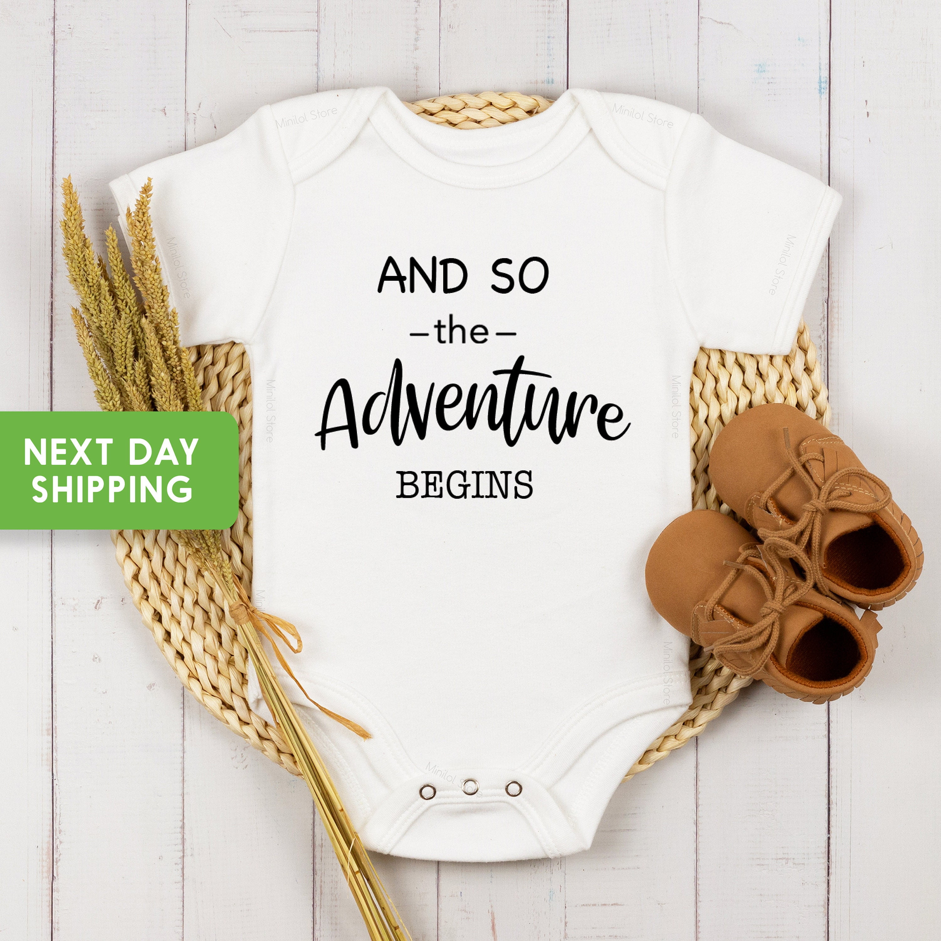 And So The Adventure Begins Onesiecute Announcement Onesie Newborn ...