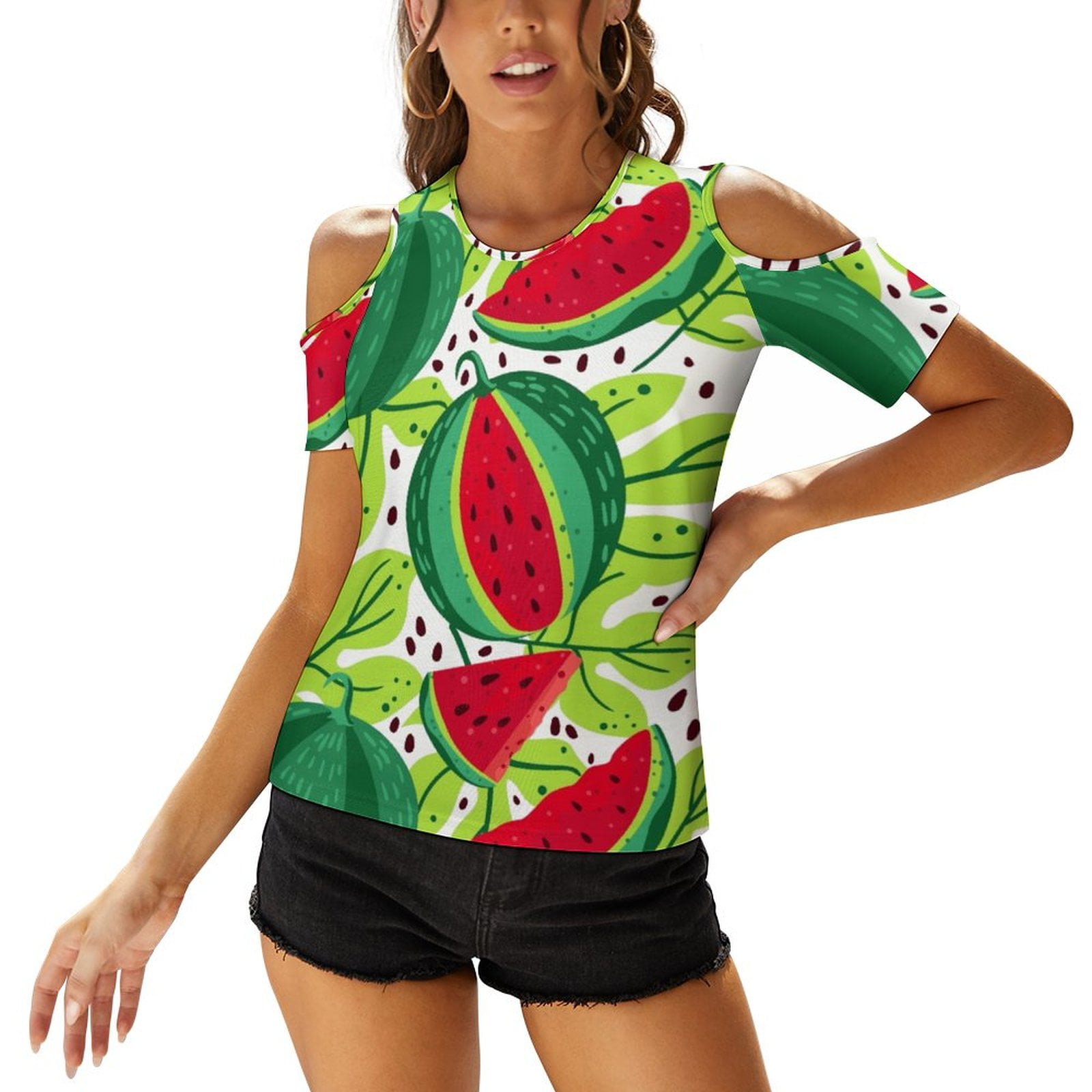 And Sweet Watermelon Women Zipper Sexy Printed Vintage T Shirts Tops ...