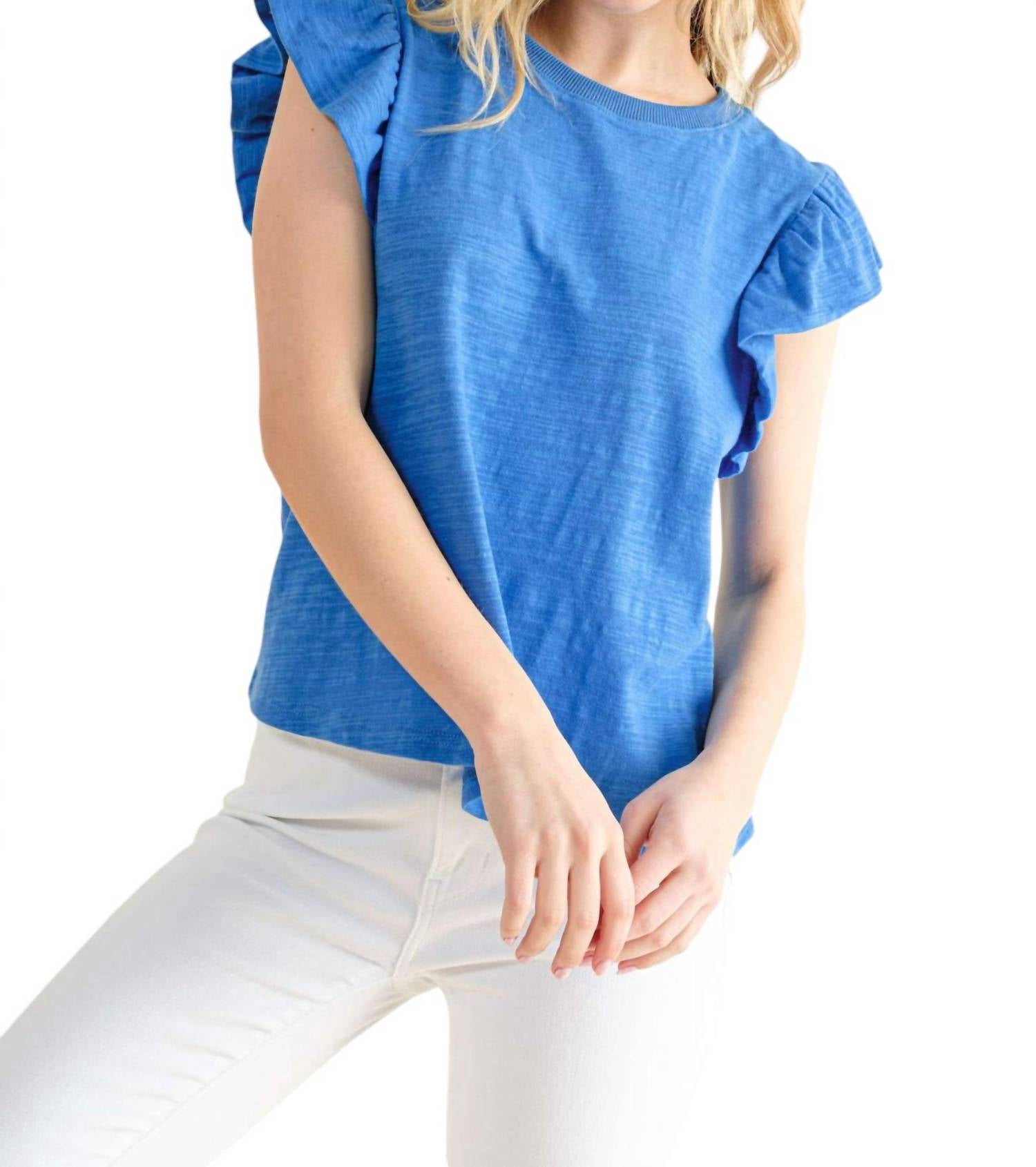 And The Why Going Astray Ruffle Sleeve Tee - Walmart.com