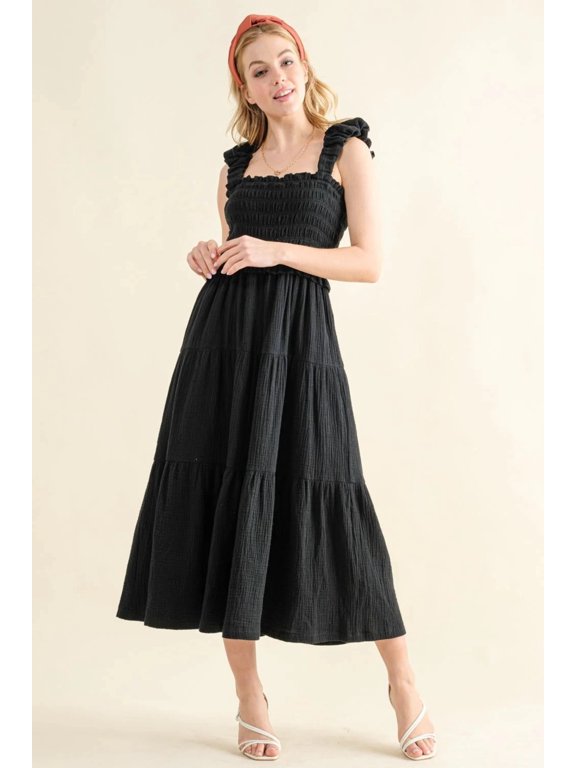 Sakkas Bohemian Summer Beach Cotton Crepe Smocked Peasant Gypsy ...